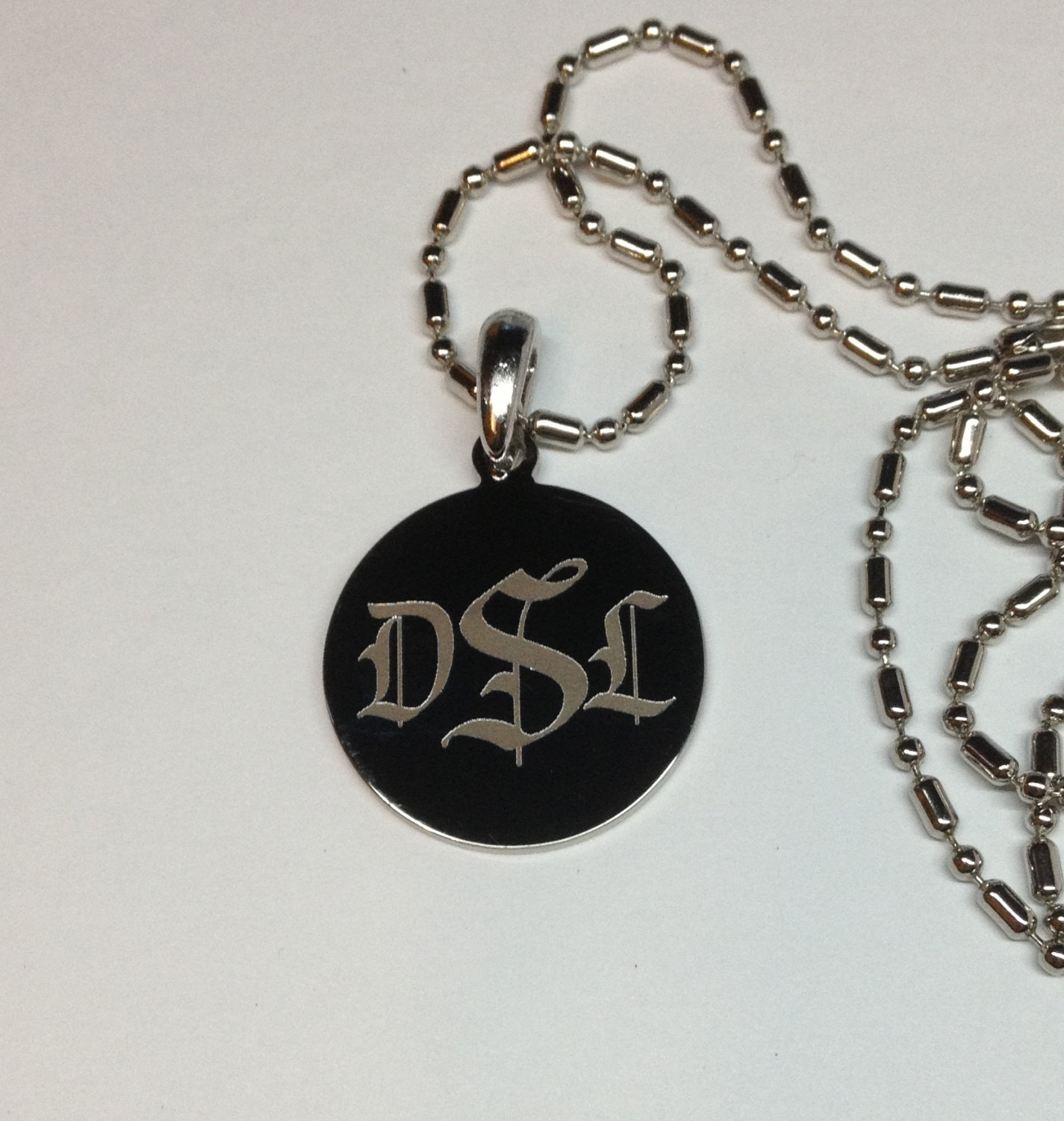 Personalized Monogrammed Round Engraved Circle Pendant Necklace Key ...